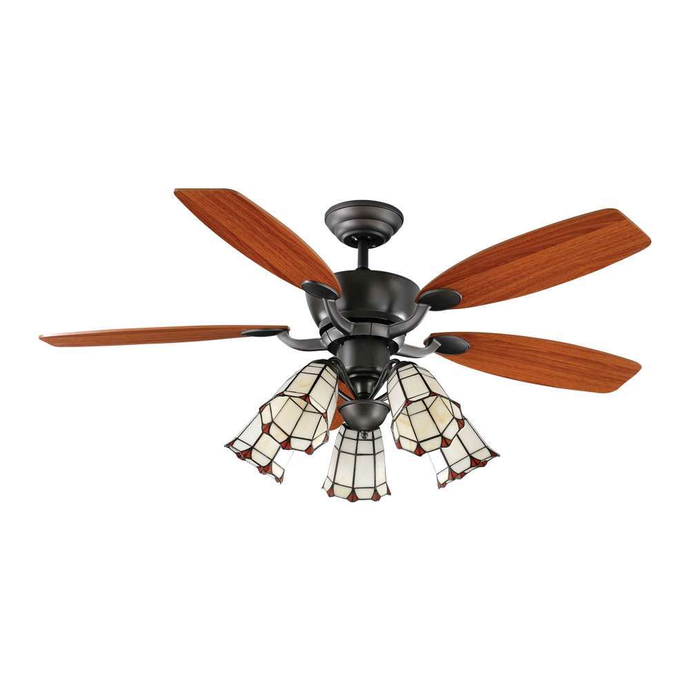 Deckenventilator Tiffany Ø 122 cm. Gehäuse (Motor) Schwarz mit ...